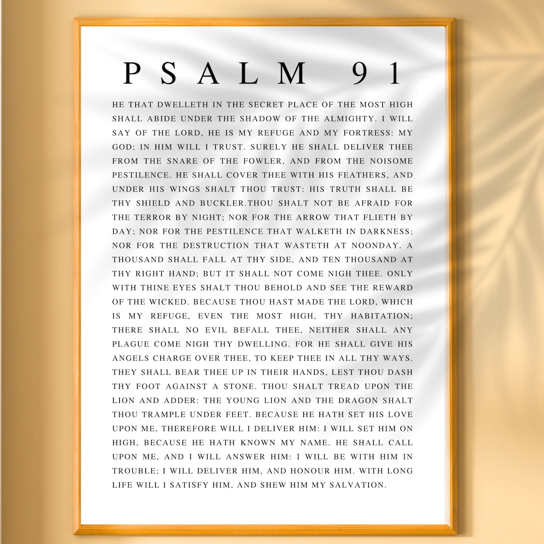Psalm 91 Full Chapter Wall Art | Black and White Printable | Christian ...