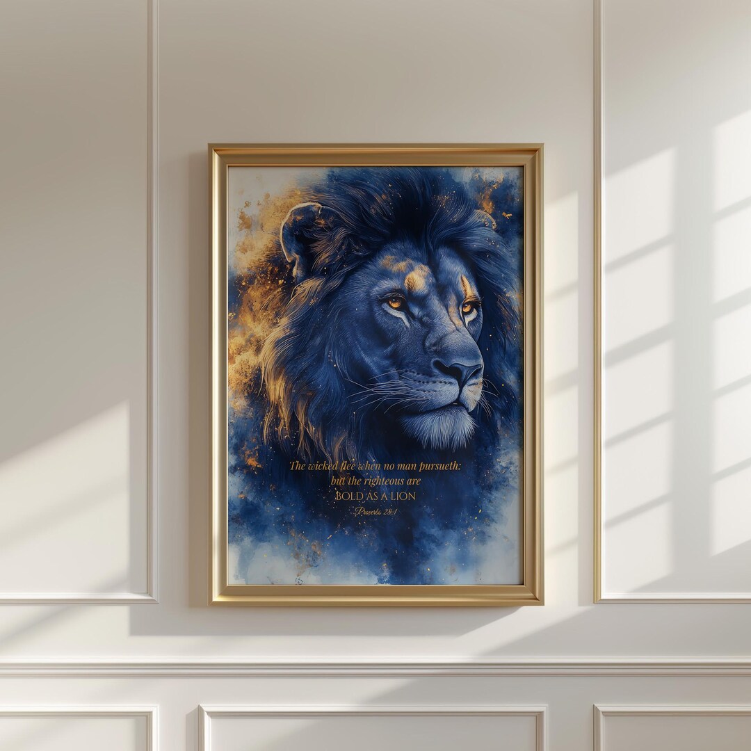 Lion Proverbs 28:1 Scripture Art, Christian Gift (digital Download) - Etsy