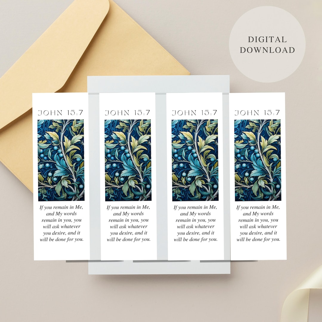 John 15:7 Printable Bookmark Bible Verses Bookmark Christian Gifts ...