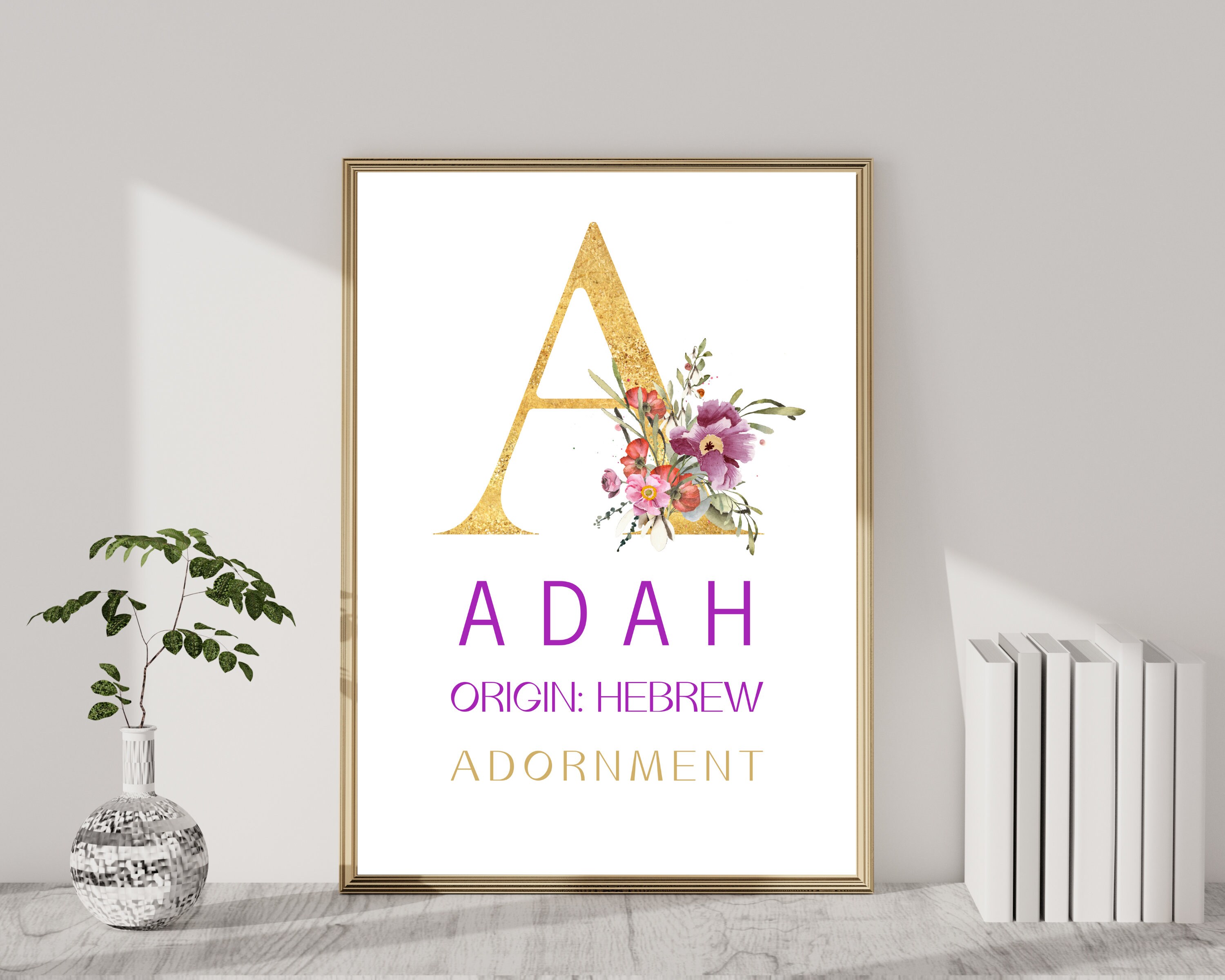 CUSTOMIZABLE Adah Name Meaning Print Nursery Wall Art Baby - Etsy UK