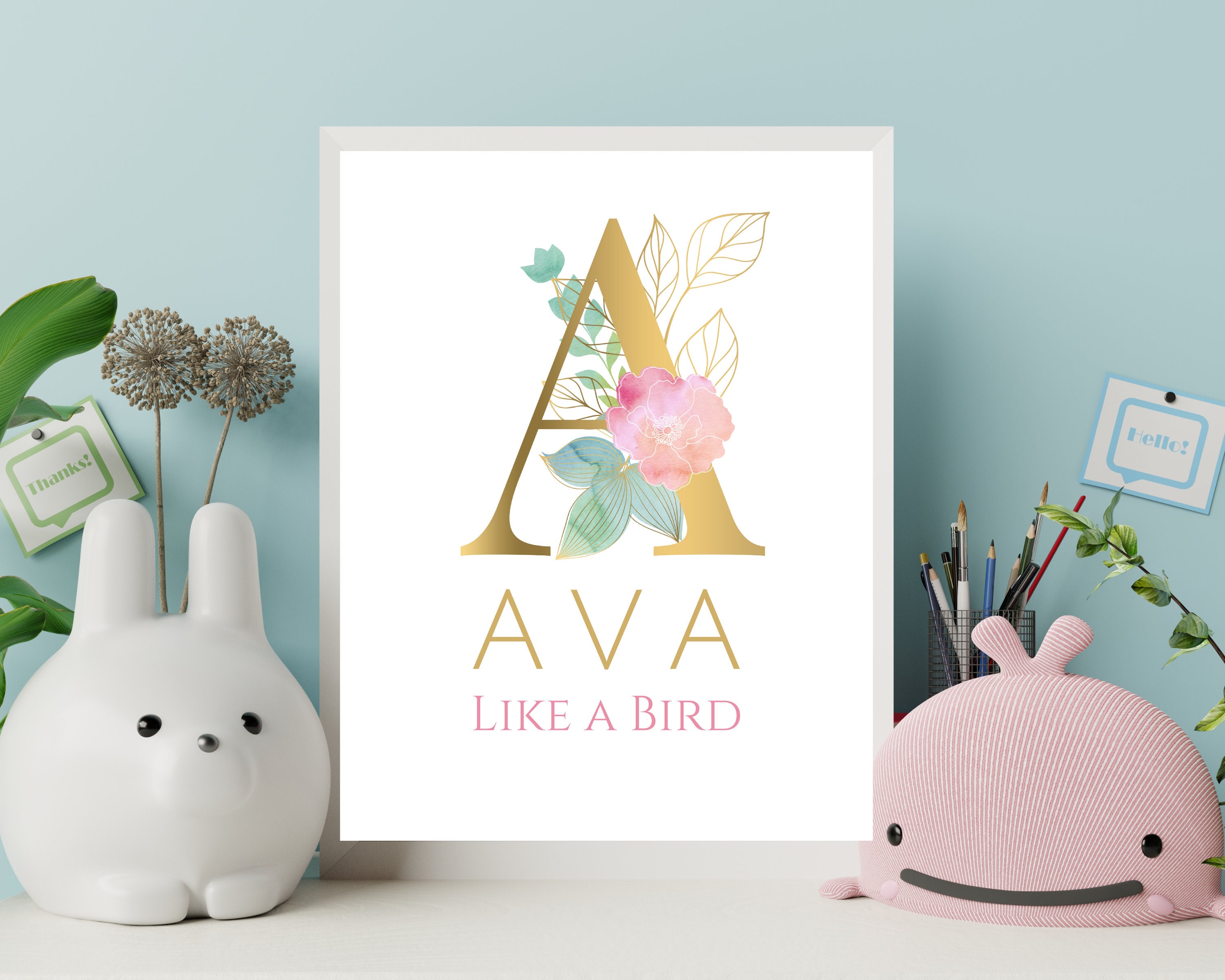Custom Name Sign AVA Baby Name Print Free Customization With - Etsy UK