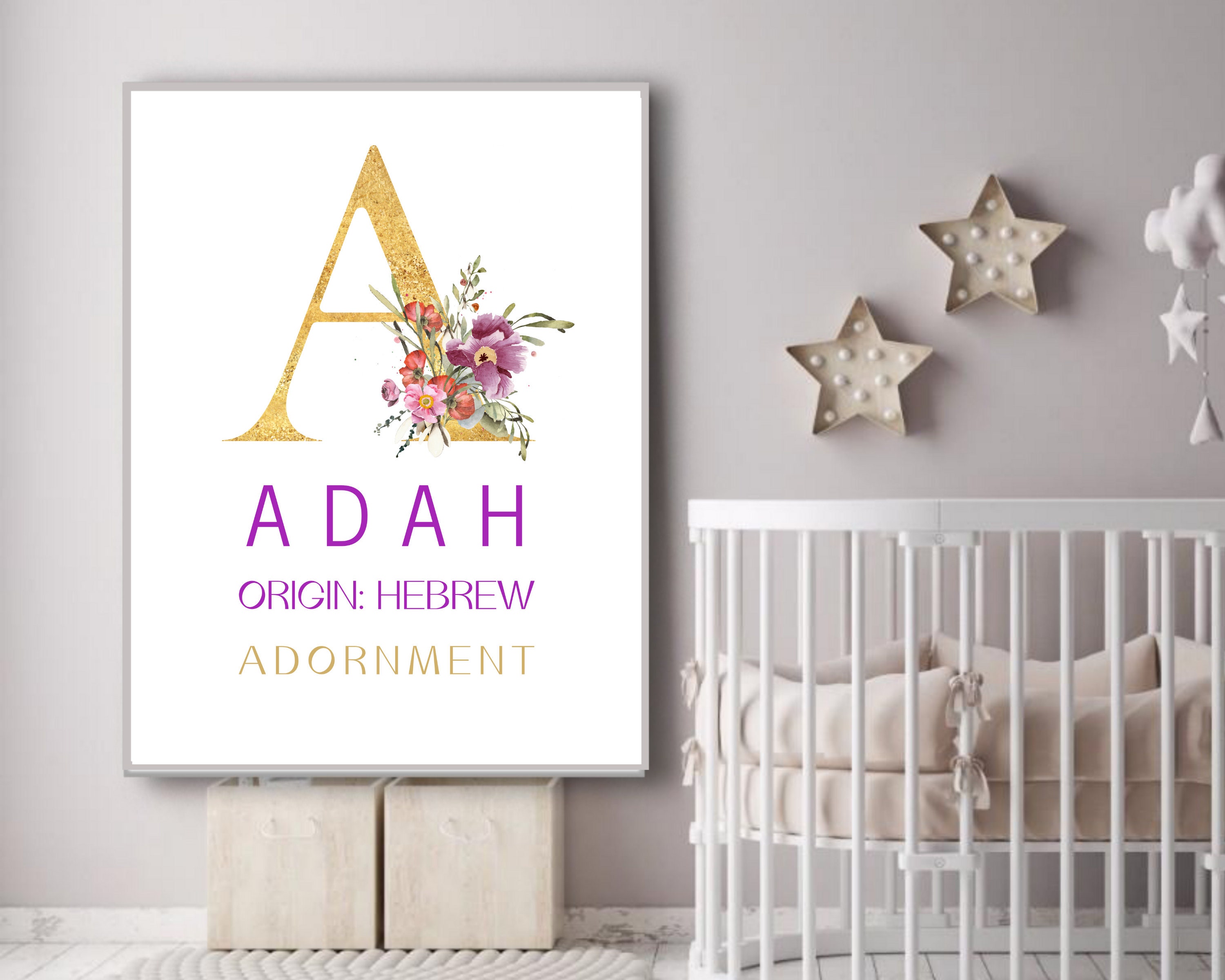 CUSTOMIZABLE Adah Name Meaning Print Nursery Wall Art Baby - Etsy UK