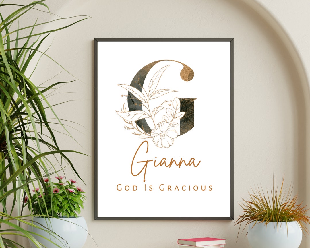 Gianna Name Meaning Printable Wall Art, Baptism Gift, Dedication Gift ...