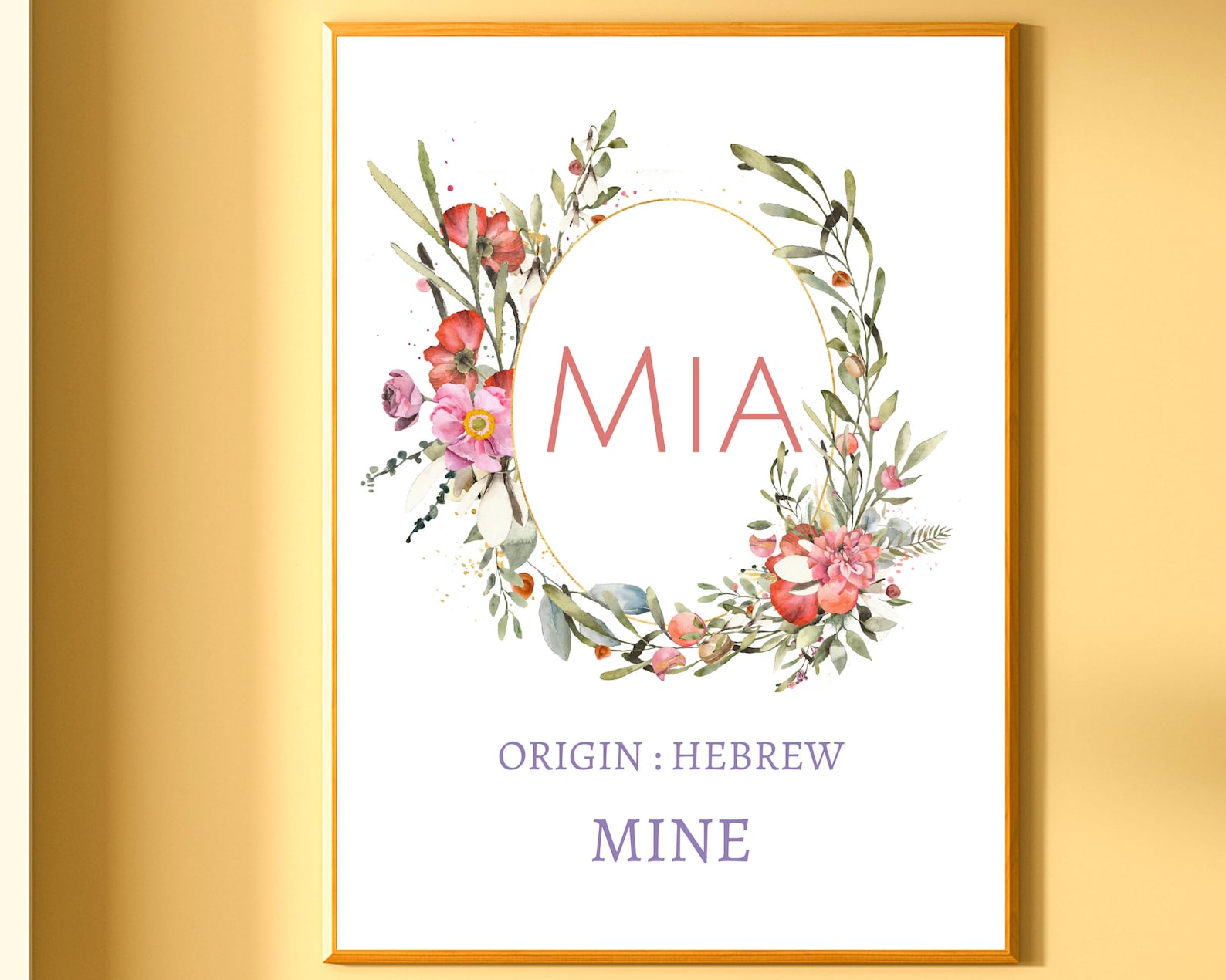 CUSTOMIZABLE Baby Girl Name Wall Art MIA Baby Name Meaning Print ...
