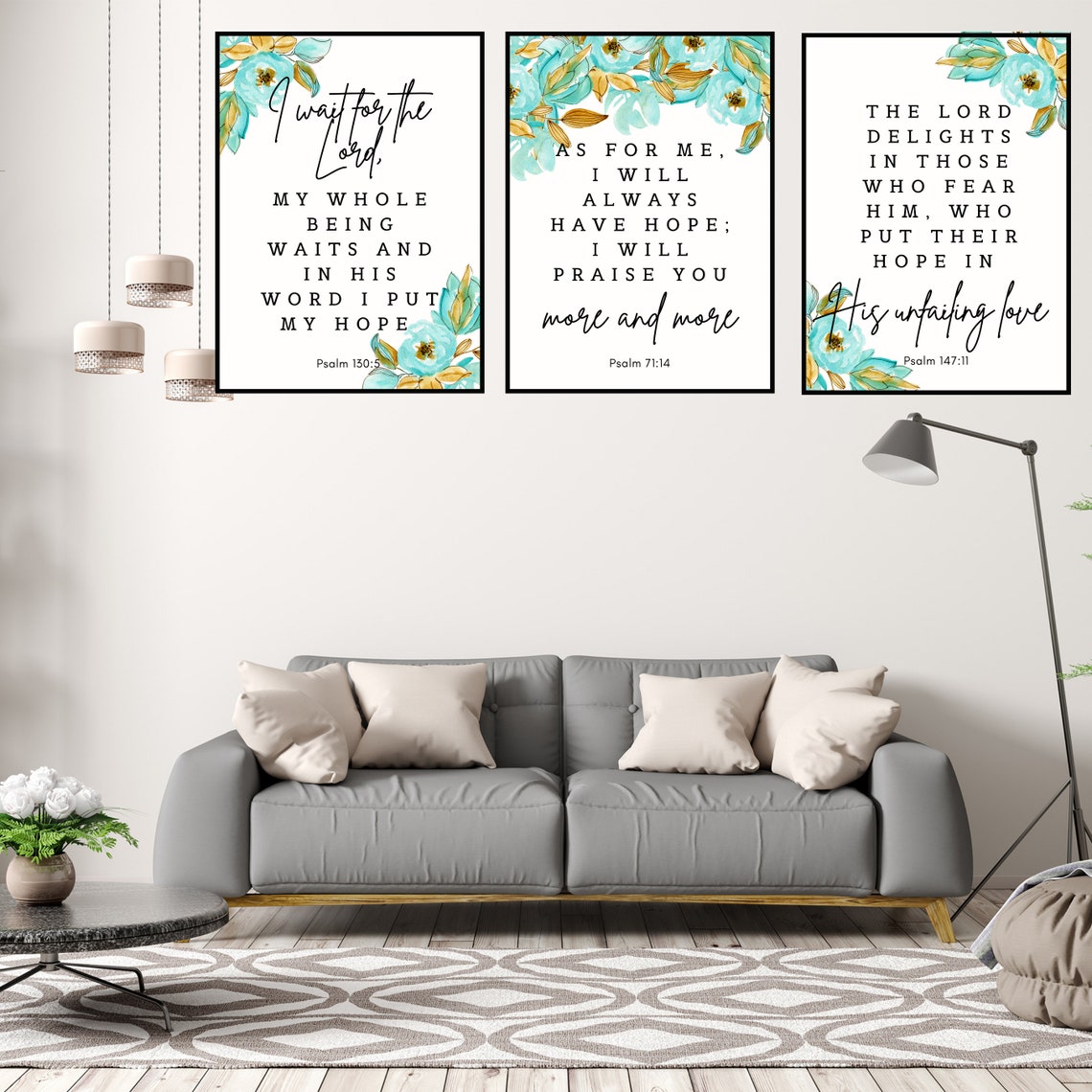 Set of 3 Bible Verse Wall Art Bible Quote Print Scripture | Etsy
