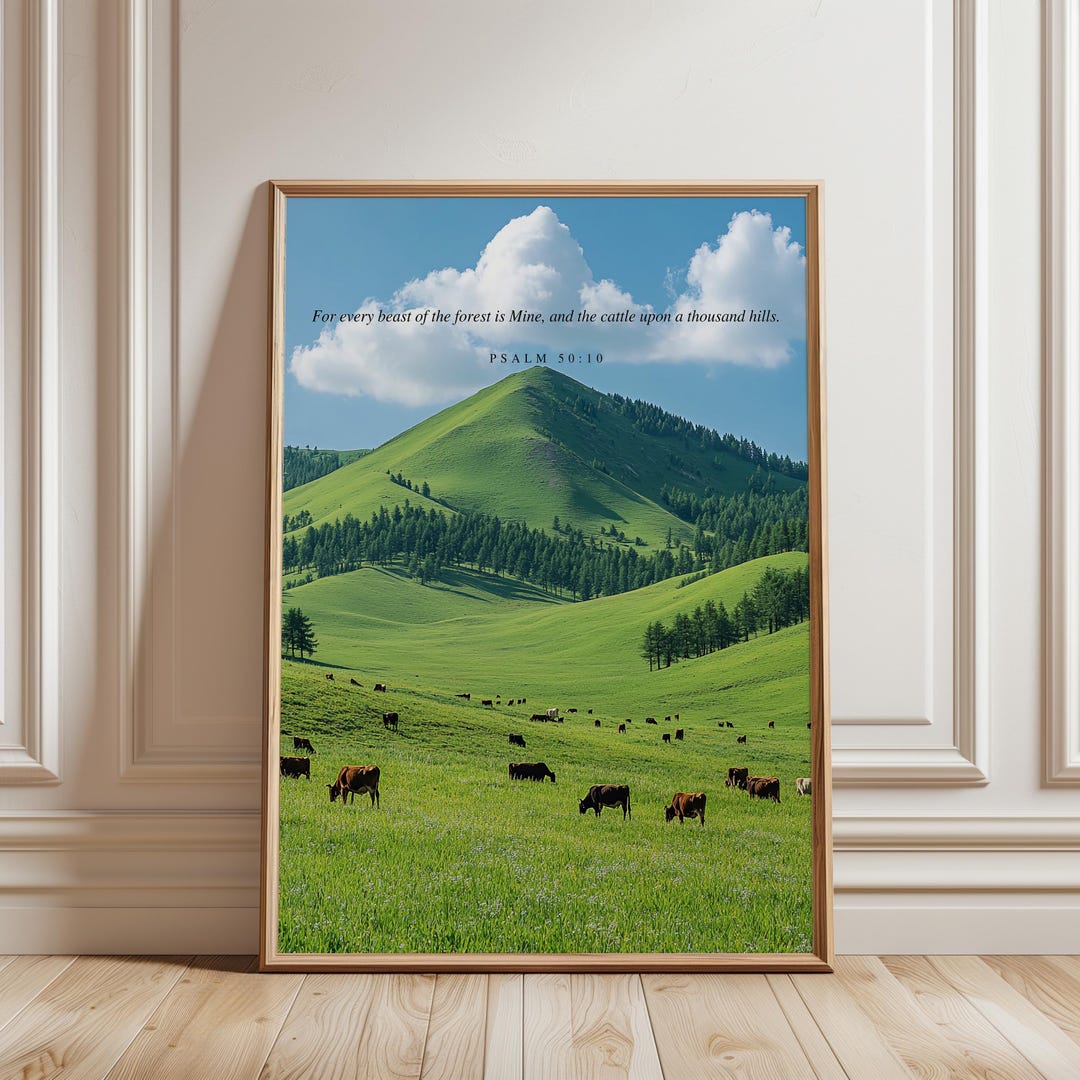Psalm 50:10 Cattle on a Thousand Hills Scripture Wall Art, Christian ...