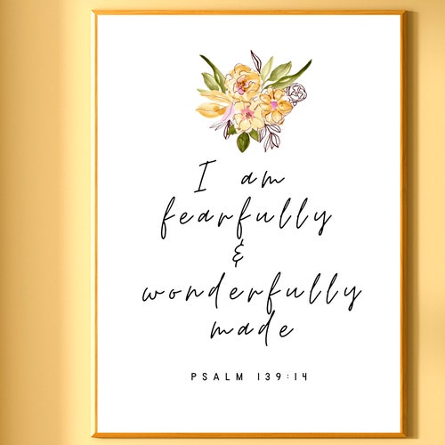 Psalm 139:14 Printable Bible Verse Wall Art I Am Fearfully - Etsy