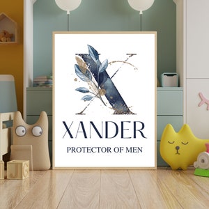 Custom Nursery Printable, Xander Name Wall Art, Nursery Wall Décor ...