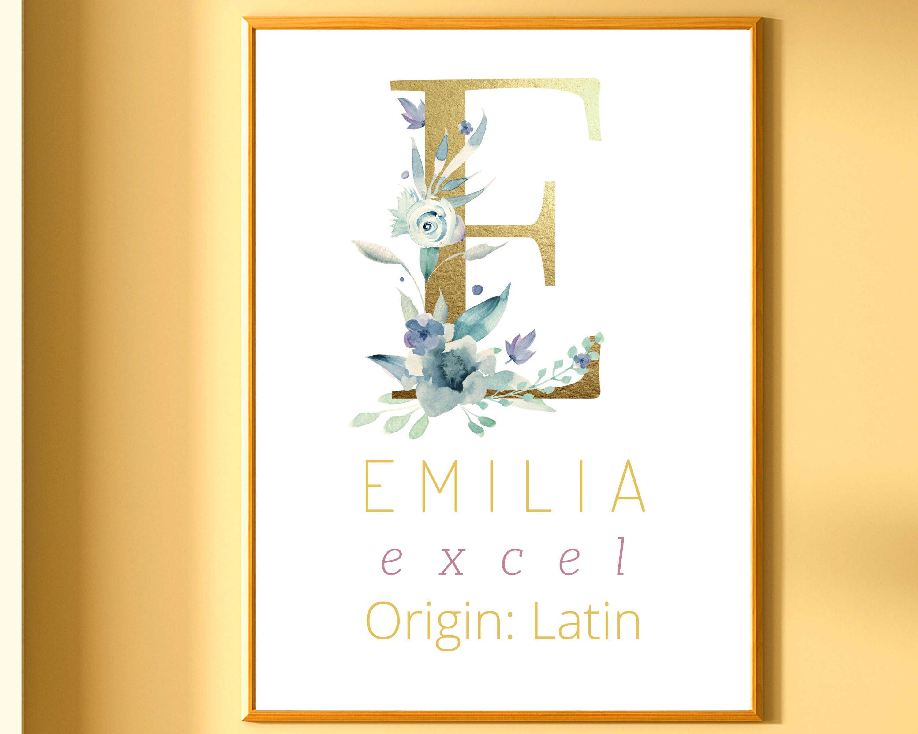 Baby Name Meaning Poster Nursery Wall Art Decor Emilia Name - Etsy