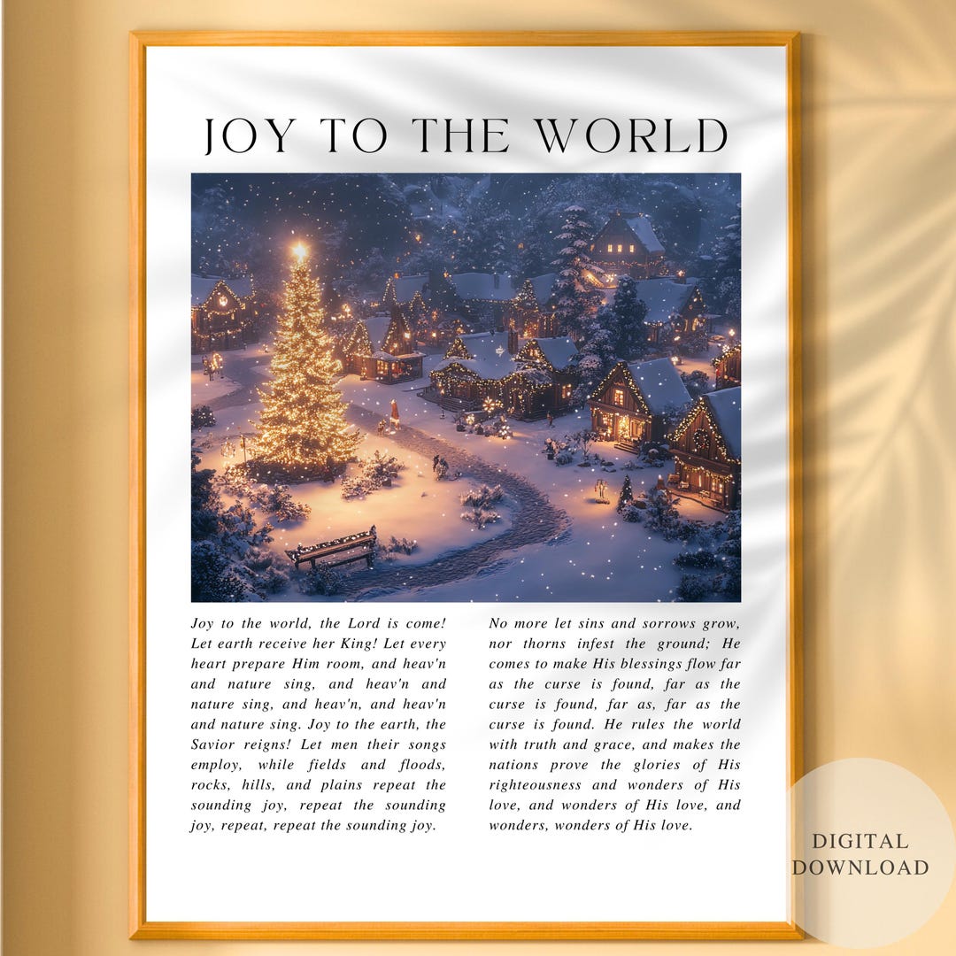 Joy to the World Christmas Carol Printable Wall Art Vintage Christmas ...