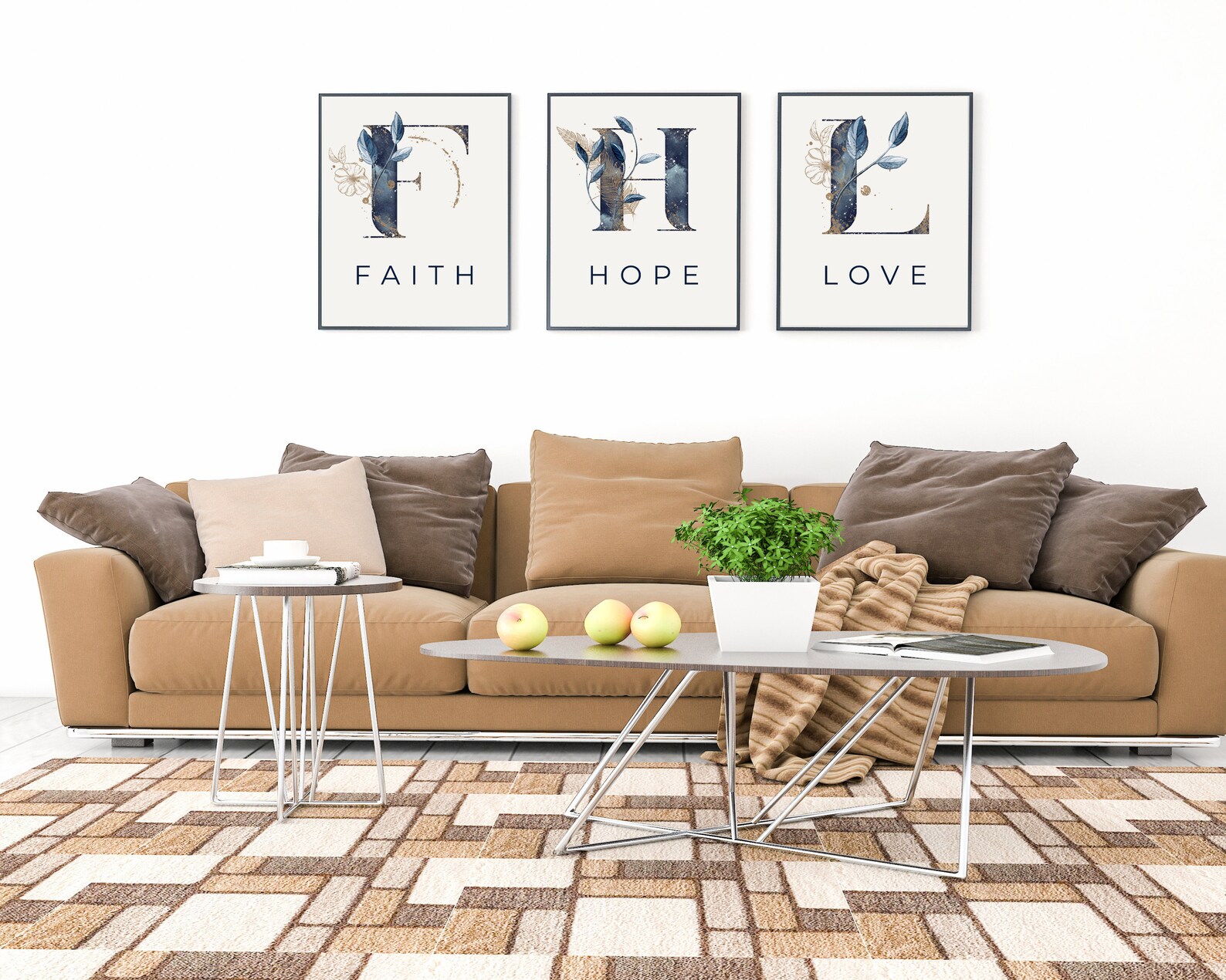 Faith Hope Love Set of 3 Wall Art Printable Christian Modern - Etsy