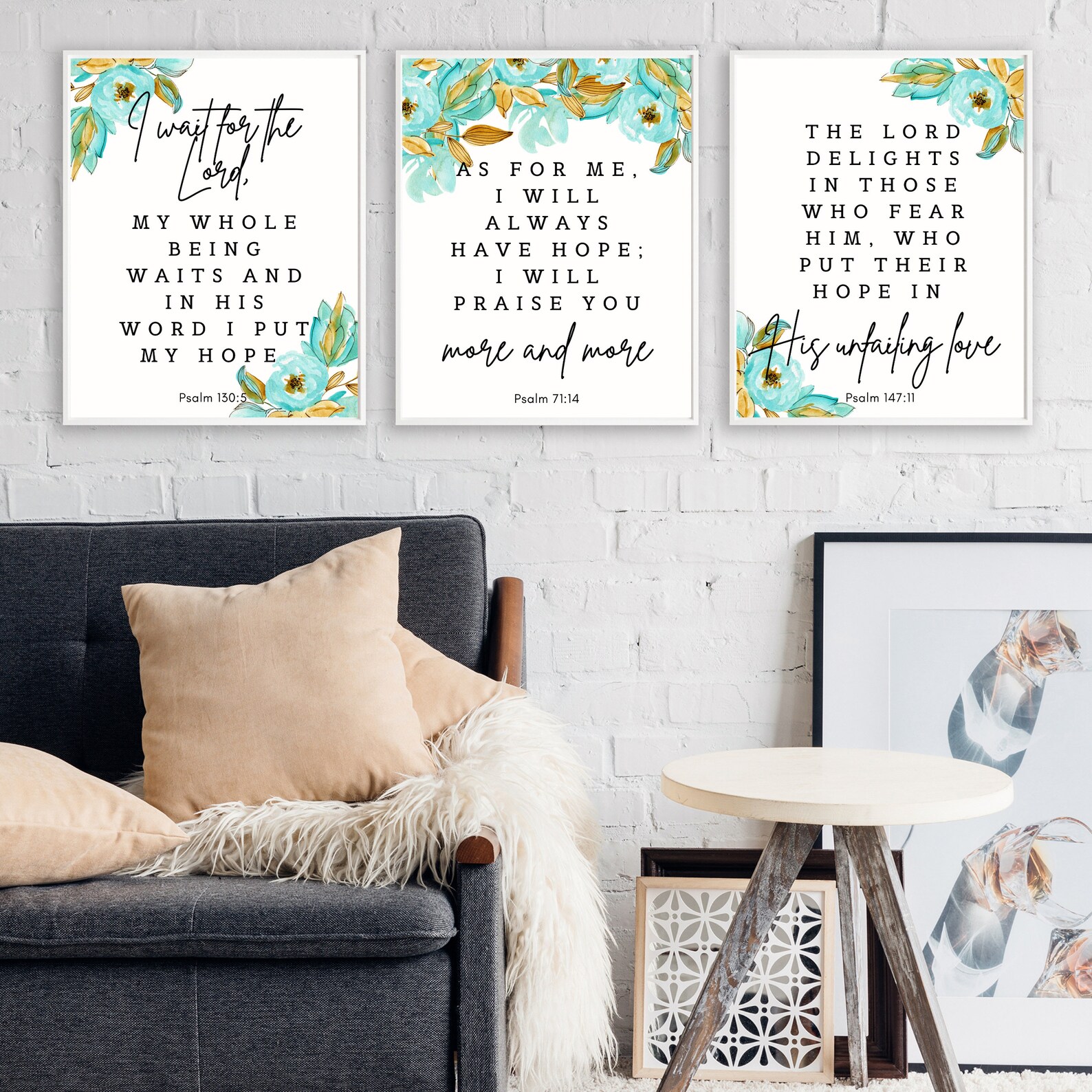 Set of 3 Bible Verse Wall Art, Bible Quote Print, Scripture Wall Art ...