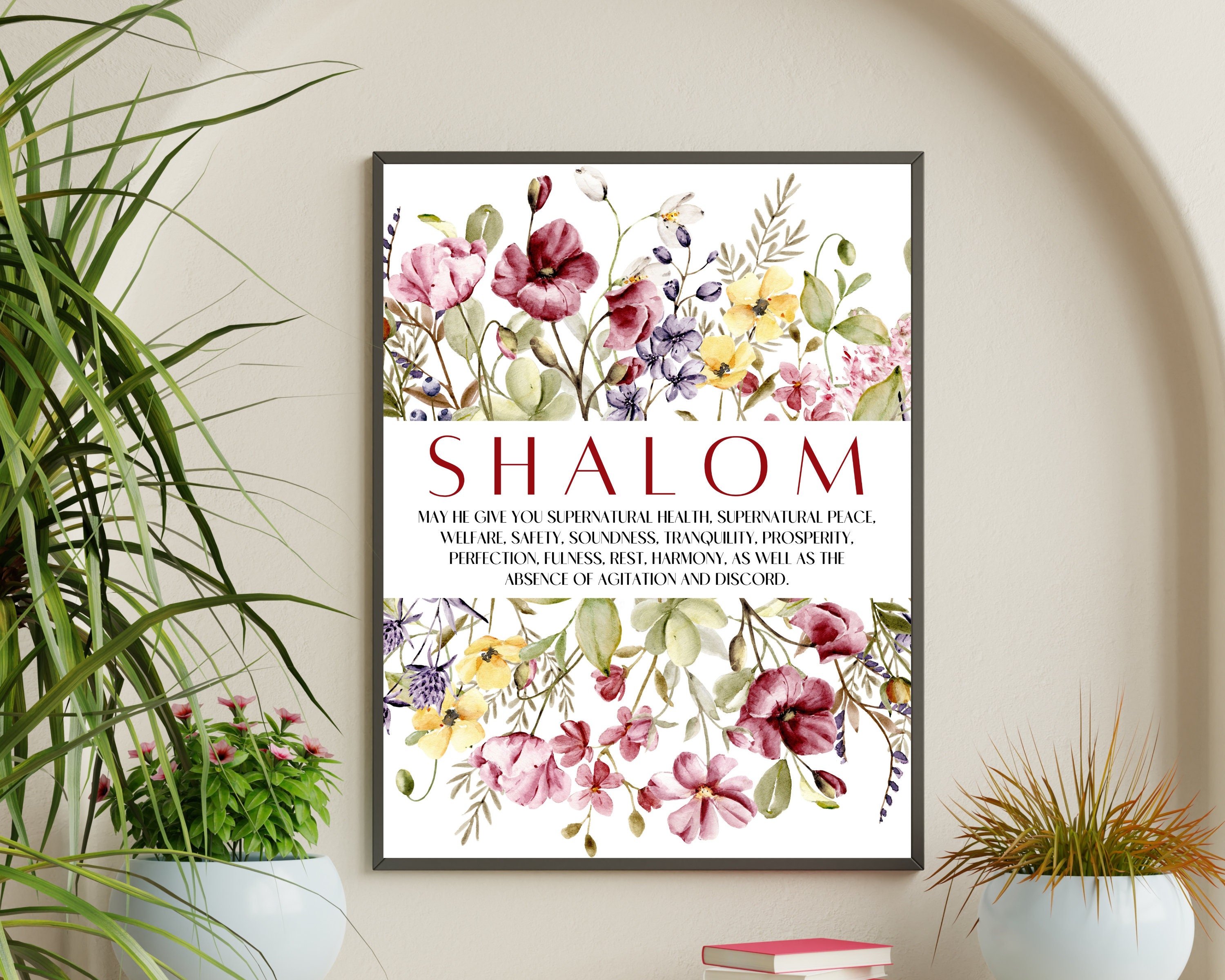 Shalom Hebrew Art Jewish Home Decor Shalom Printable Wall - Etsy
