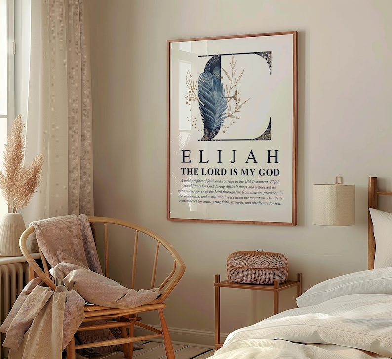 Elijah Name Meaning Wall Art, Christian Boy Nursery Decor, Watercolor ...