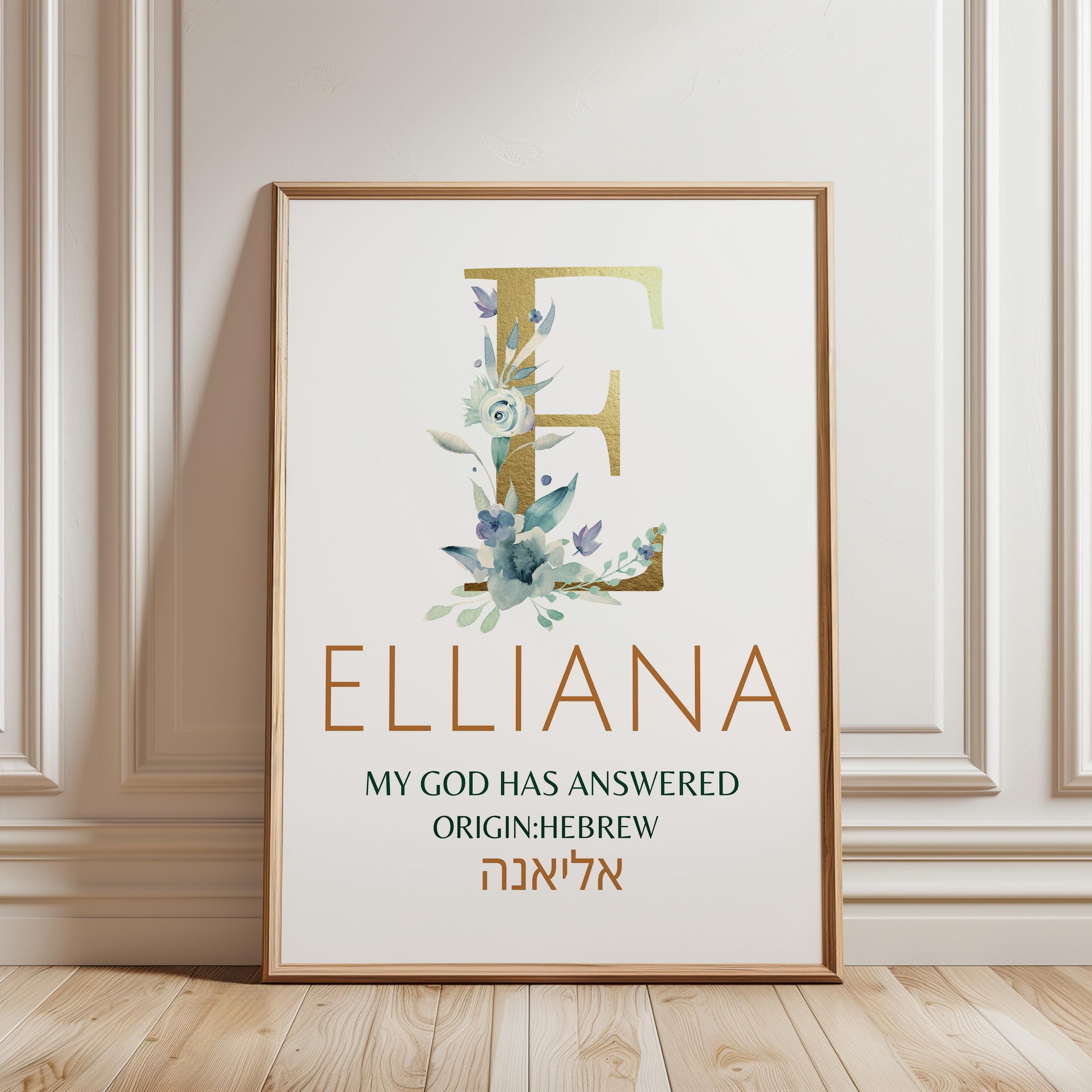 Personalized Floral Name Nursery Art: Elliana Baby Girl Decor (digital ...