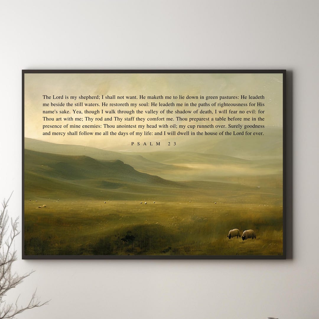 Psalm 23 Landscape Scripture Wall Art Printable, Bible Verse Quote ...