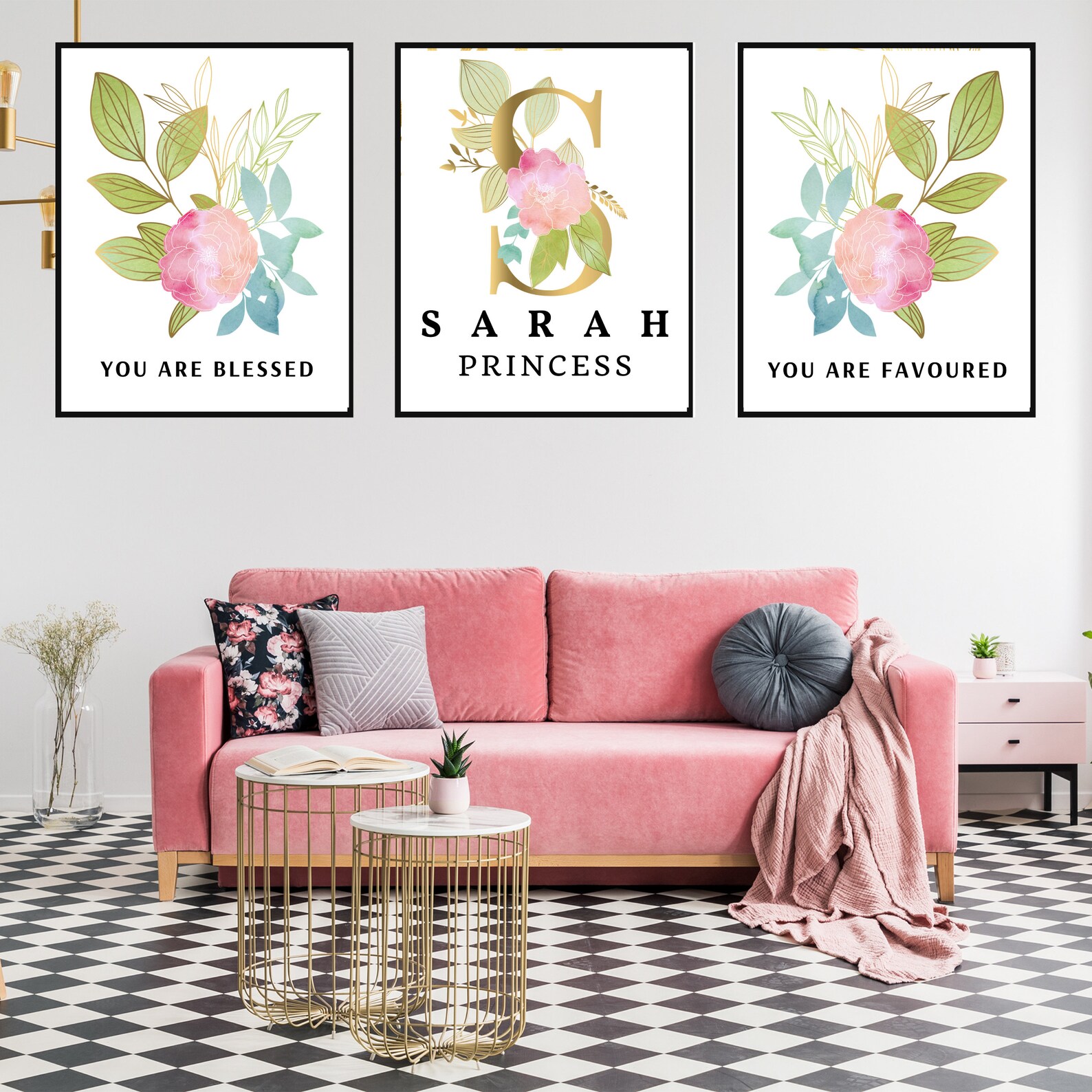 Sarah Name Meaning Print Nursery Wall Art Baby Name Art Set | Etsy