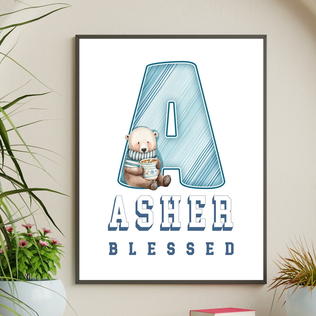 PERSONALIZED Name Meaning Print, Biblical Name Meaning Sign, Asher ...