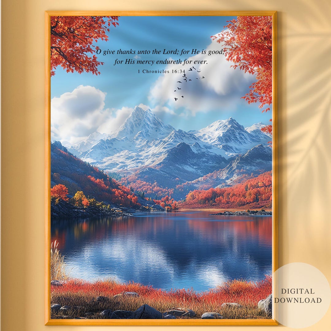 O Give Thanks to the Lord Thanksgiving Wall Art Vintage Fall Christian ...