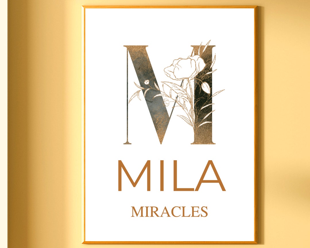 Mila Baby Name Wall Art Nursery Wall Décor Girls Room Printable Newborn ...