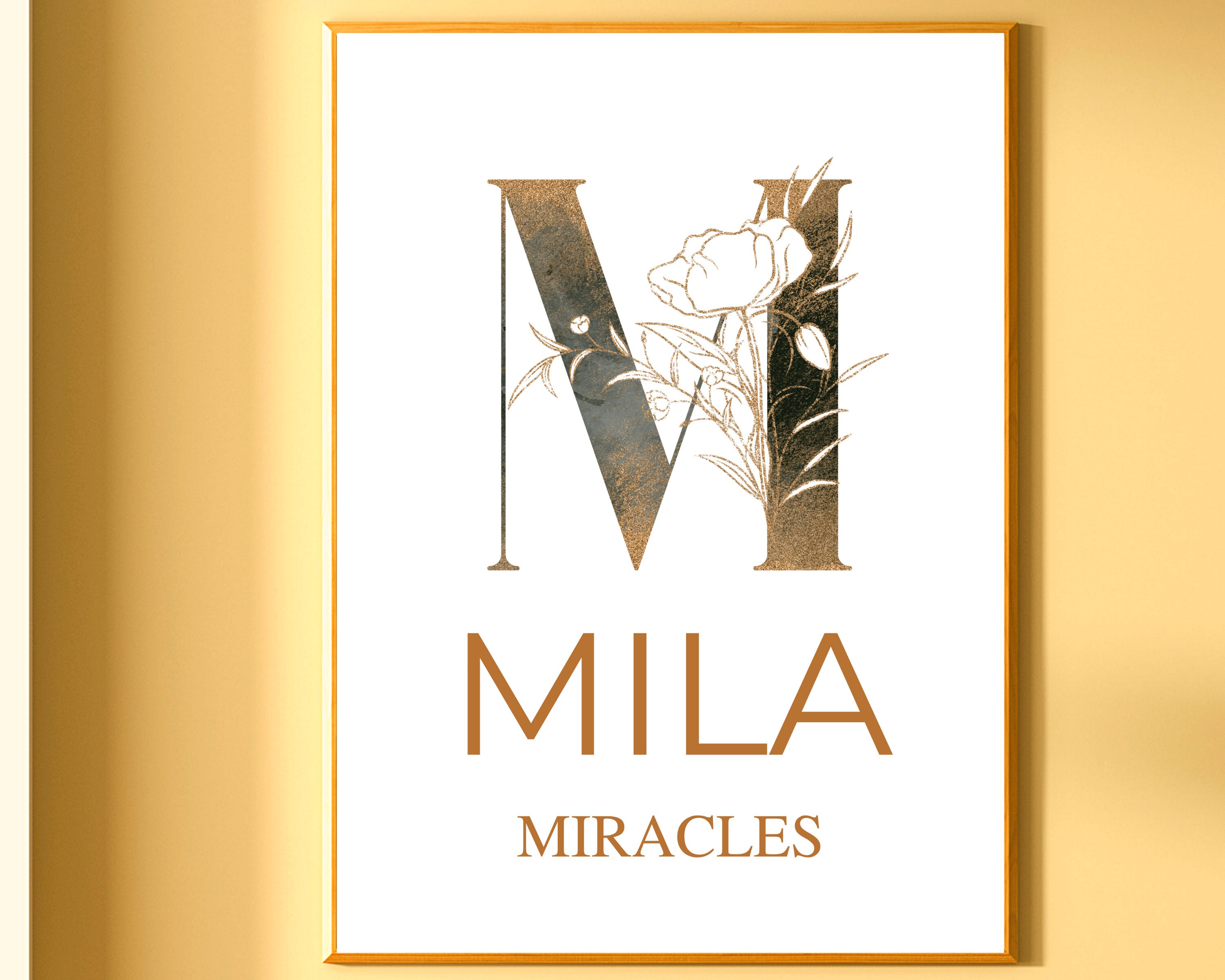 Mila Baby Name Wall Art Nursery Wall Décor Girls Room Printable Newborn ...