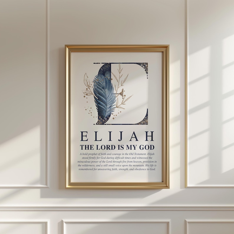 Elijah Name Meaning Wall Art, Christian Boy Nursery Decor, Watercolor ...