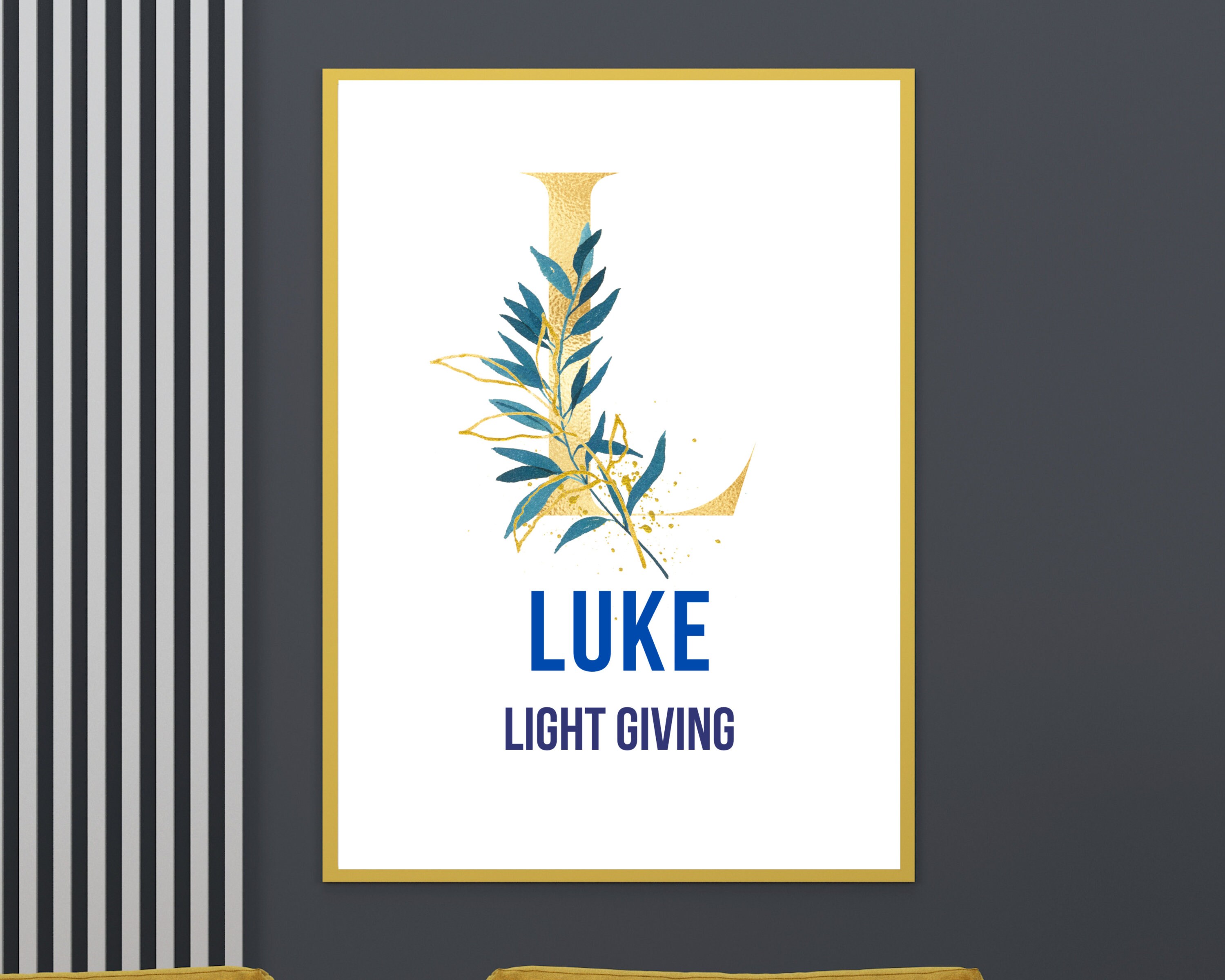 Custom Luke Name Meaning Print, Personalized Luke Gift, Blue Custom ...