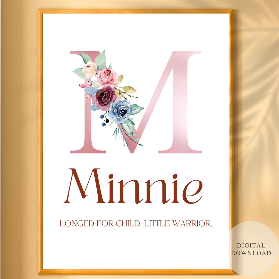 Custom Minnie Name Wall Art Printable Personalized Baby Girl Gift ...