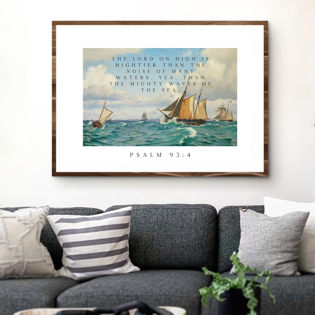 Christian Printable Wall Art Psalm 93:4 Bible Verse Wall Art Vintage ...