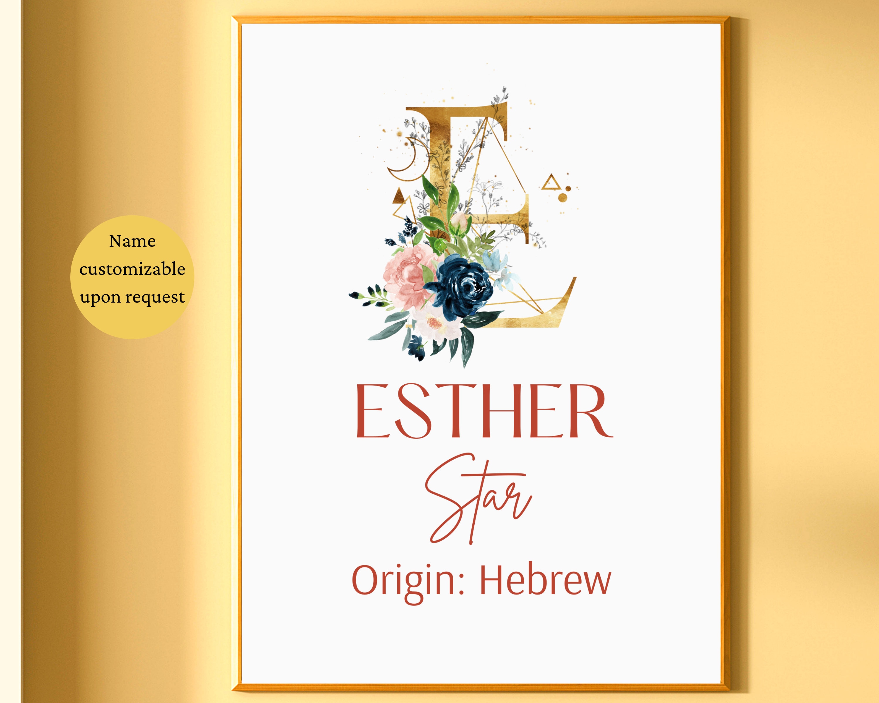 Customizable Esther Name Meaning Printable Kids Room Wall - Etsy