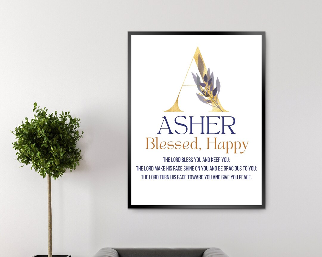 Asher Name Decor CUSTOMIZABLE Boys Name Meaning Wall Art Printable ...
