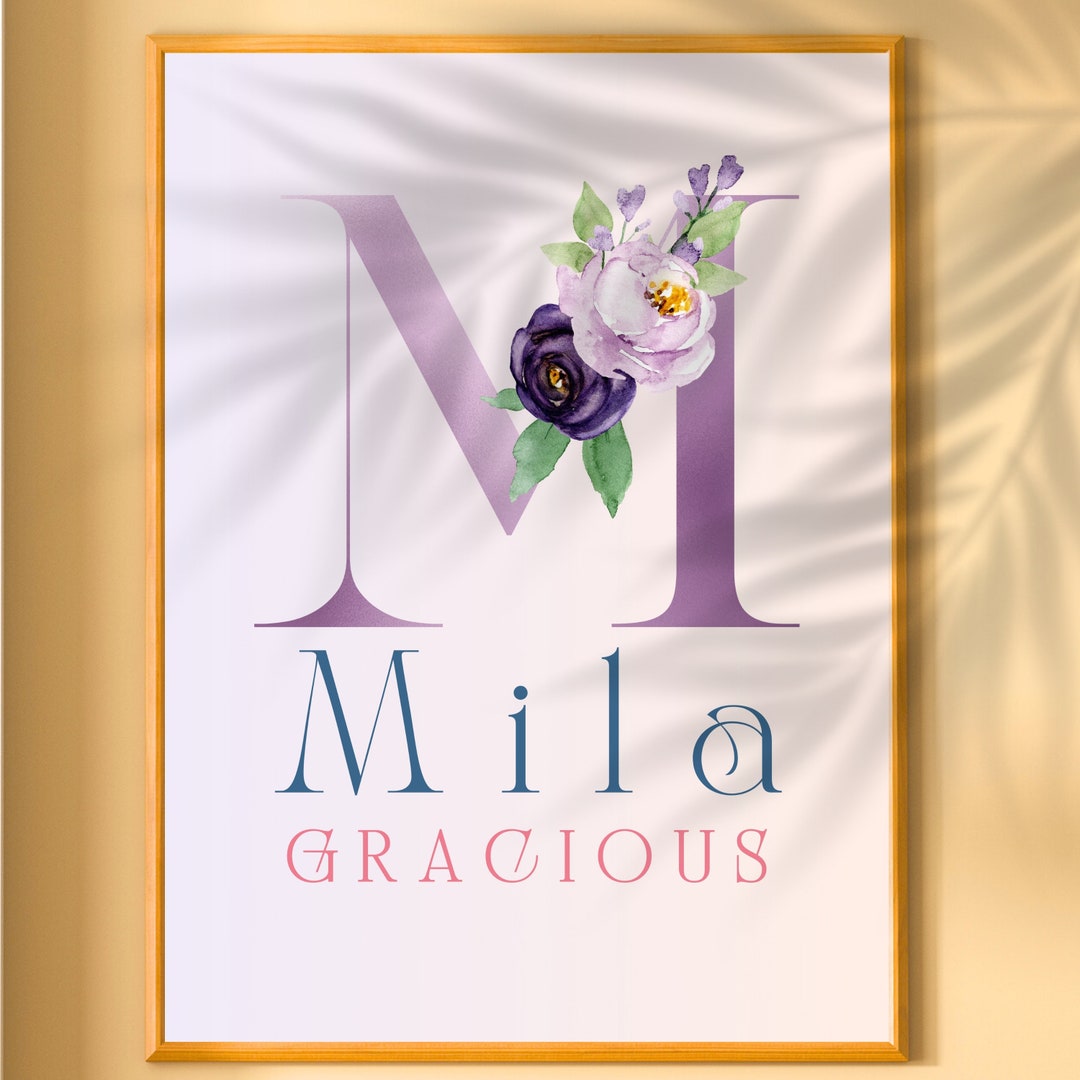 PERSONALIZED Mila Baby Name Meaning Wall Art Printable Nursery - Etsy