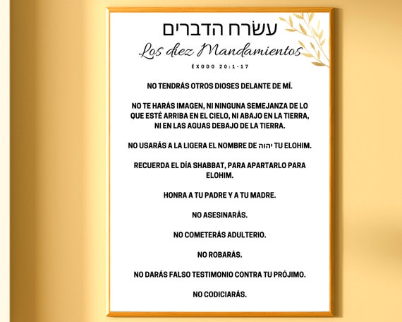 The Ten Commandment in Spanish Wall Art Printable Exodus - Etsy