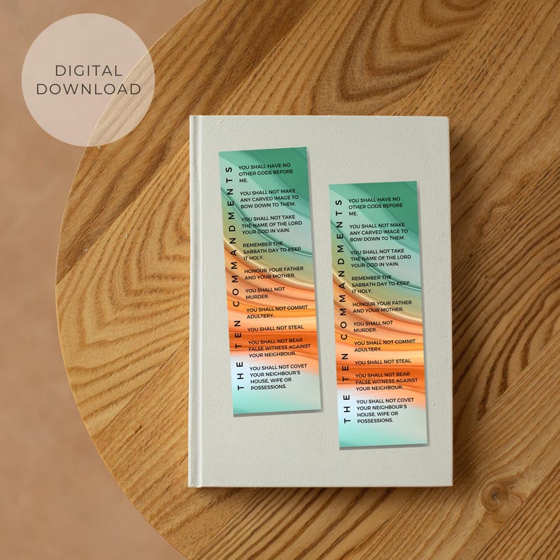 Ten Commandments Bookmark Printable, Bible Verse Bookmark for Kids ...