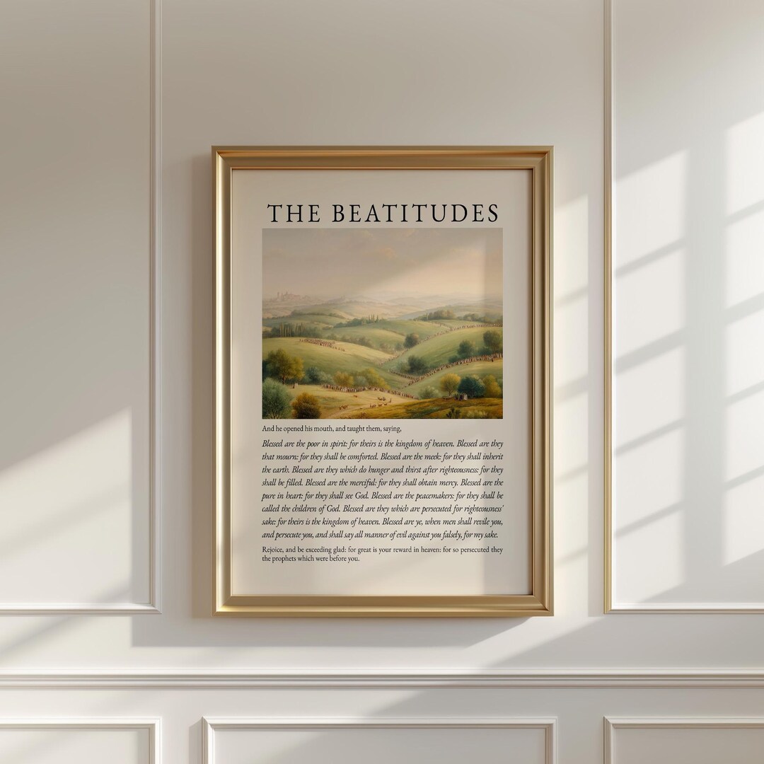 The Beatitudes Wall Art: Sermon on the Mount, Christian Scripture ...