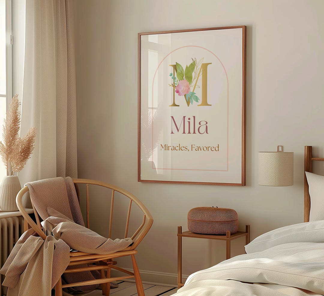 Mila Name Wall Art – Personalized Christian Girl Print – Floral ...