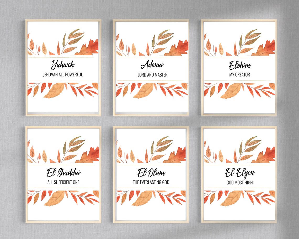 Set of 6 Names of God Wall Art Printables Gallery Wall Set | Etsy