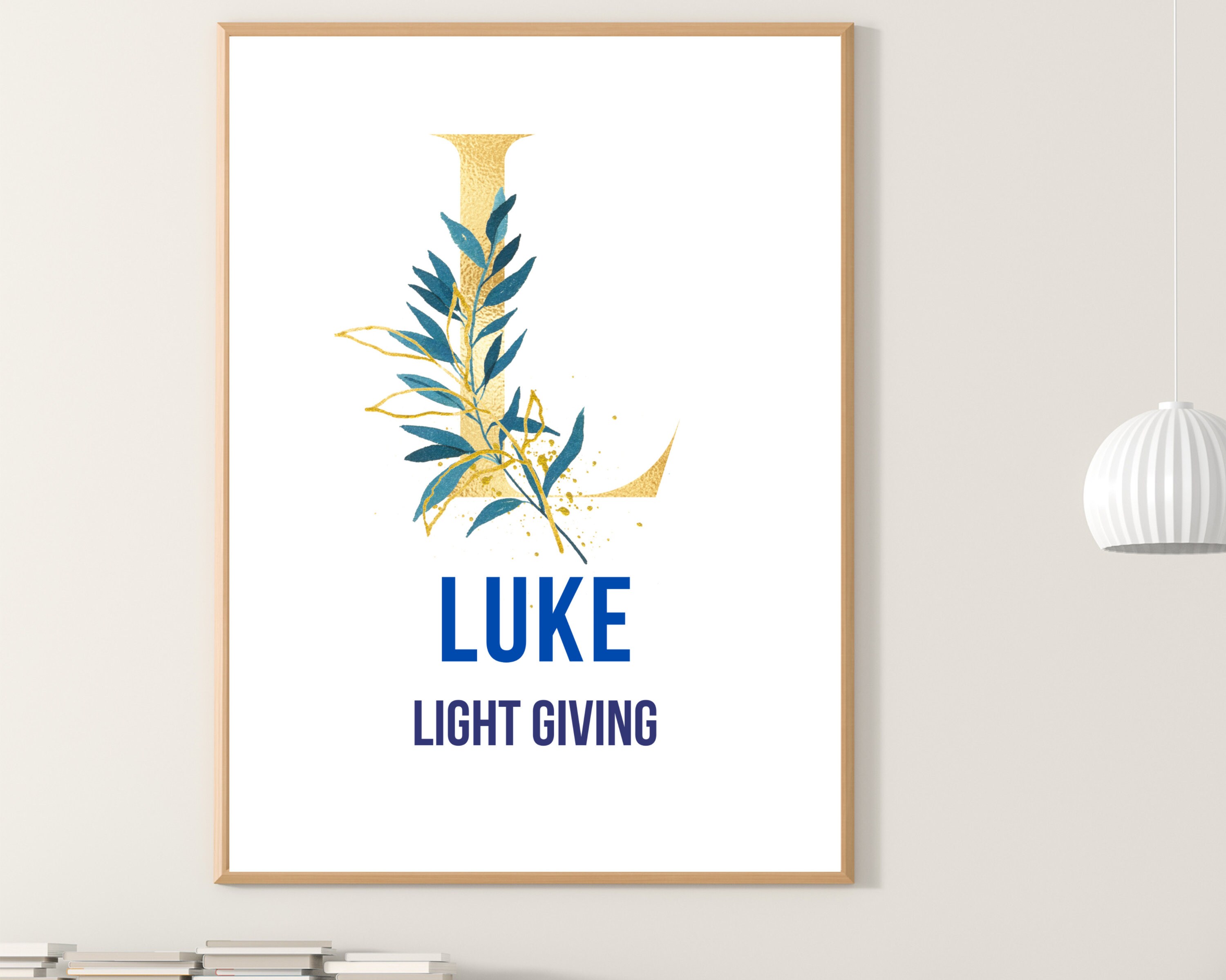 Custom Luke Name Meaning Print, Personalized Luke Gift, Blue Custom ...