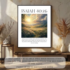 Isaiah 40:26 Bible Verse Wall Art Printable, Christian Vintage ...