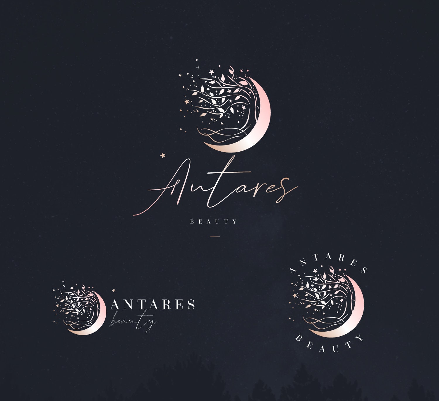 Magic Tree Logo Spiritual Logo Stars Logo Moon Logo - Etsy