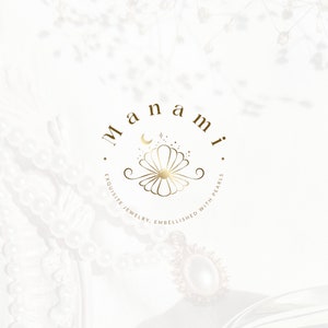 Pearl Logo, Jewelry Logo, Shell Logo, Boho Logo, Earring Logo, Bridal ...