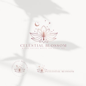 Moonflower Logo | Lotus Flower Logo | Yoga Logo | Boho Logo | Wellness ...