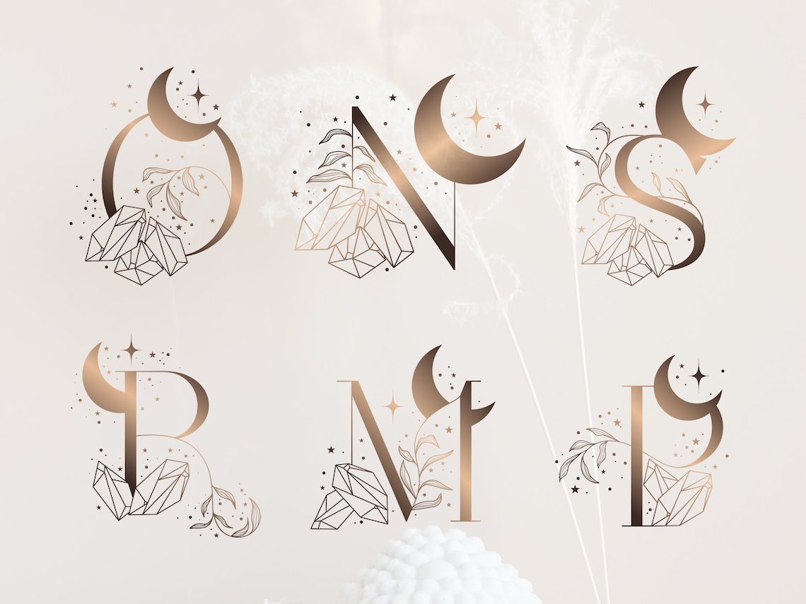 Monogram Logo Moon Logo Spiritual Logo Gold Letter Logo - Etsy