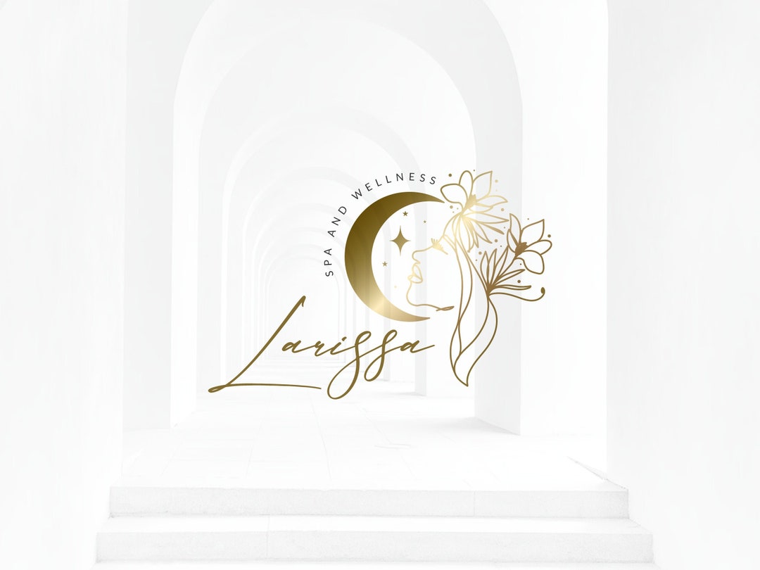 Woman Face Logo, Moon Logo Design, Woman Line Art Logo, Boho Logo, Boho ...