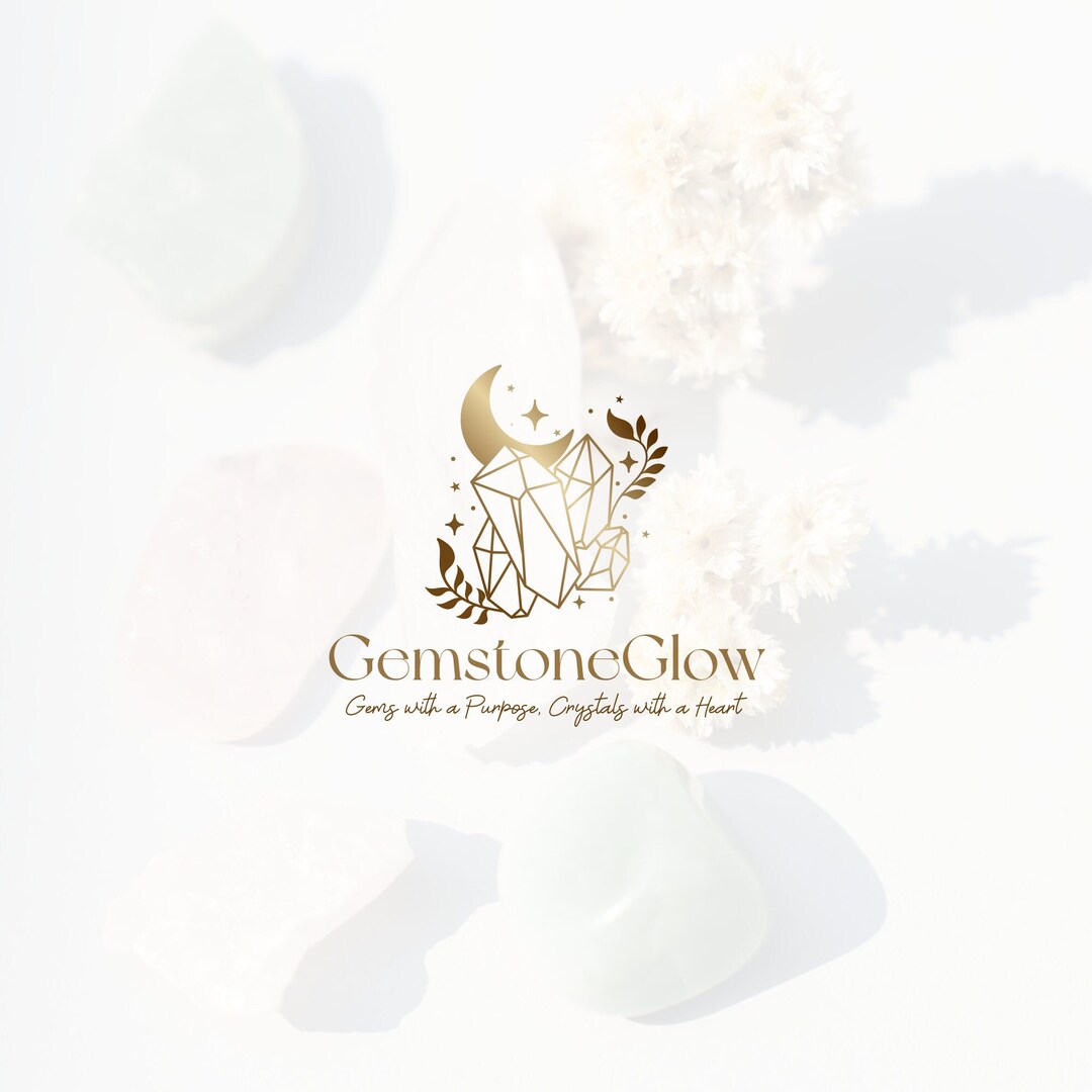 Gem Logo, Crystal Logo, Diamond Logo, Jewelry Logo, Boho Logo, Mystic ...