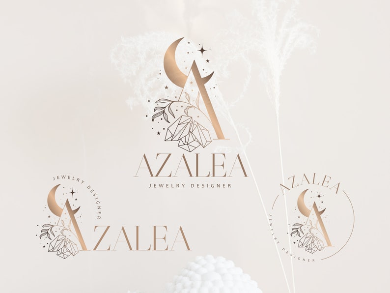 Monogram Logo Moon Logo Spiritual Logo Gold Letter Logo - Etsy