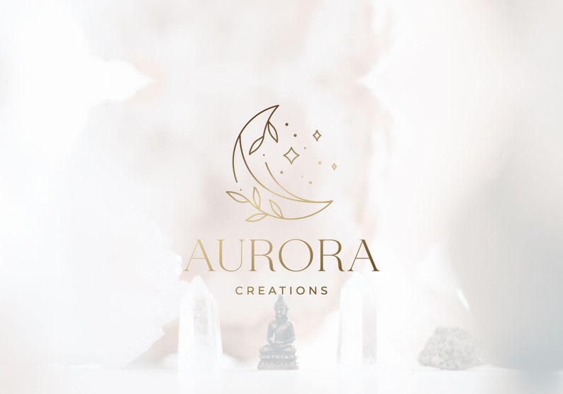 Magic Moon Logo Minimal Celestial Logo Spiritual Logo Stars - Etsy