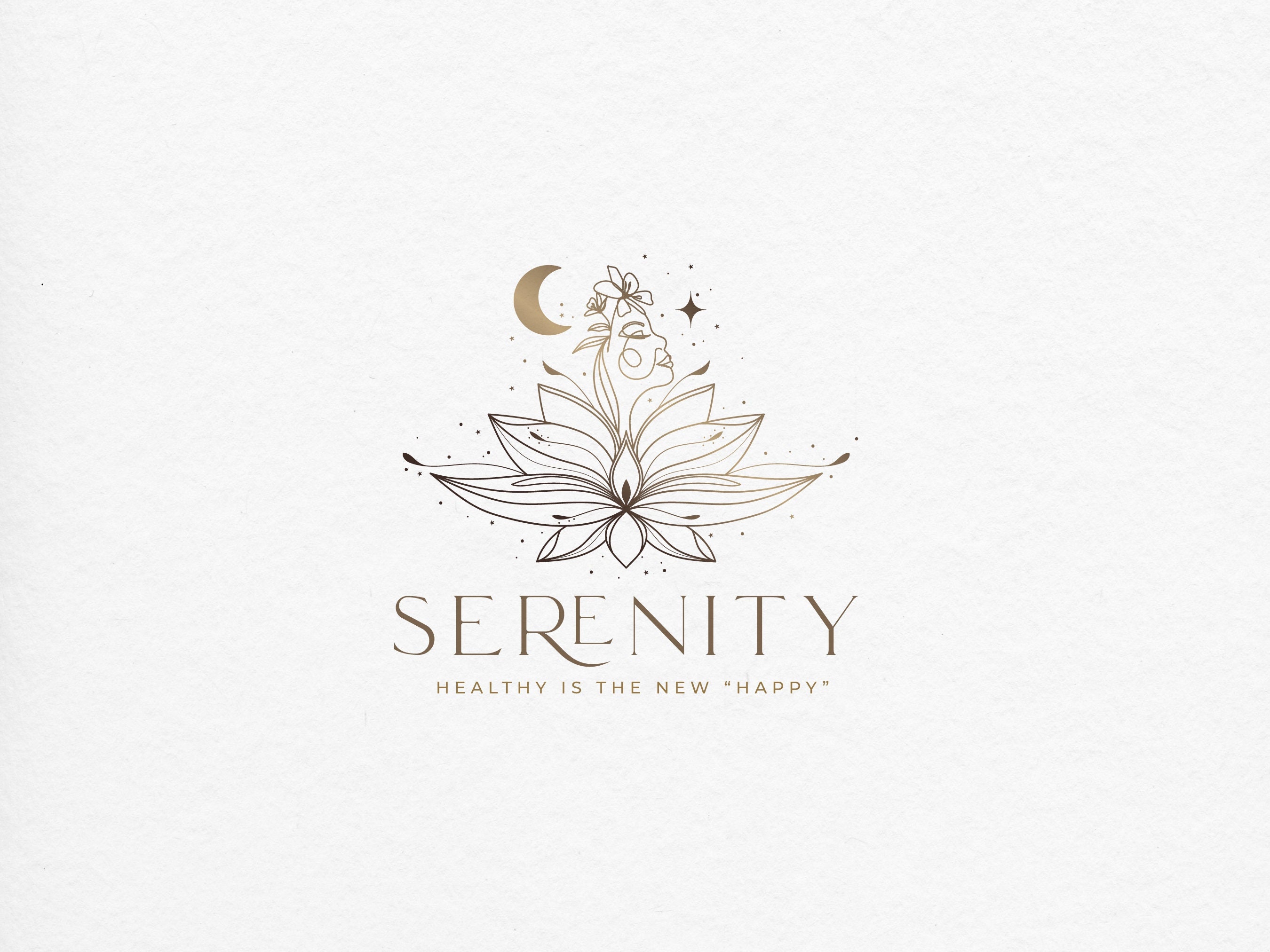 Lotus Logo Yoga Logo Woman Line Art Logo Moon Logo Boho - Etsy