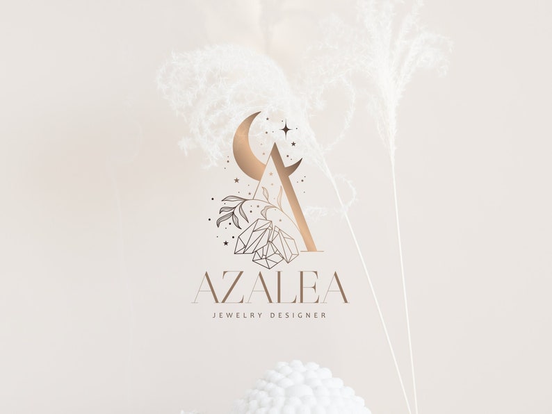 Monogram Logo Moon Logo Spiritual Logo Gold Letter Logo - Etsy