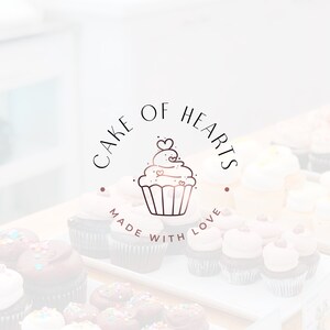 Patisserie Logo, Cupcake Hearts Logo, Cupcake Logo, Cake Logo, Sweet ...